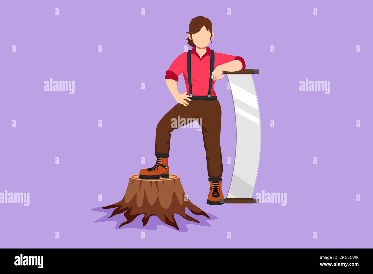 Character flat drawing beautiful woman lumberjack wearing suspender ...