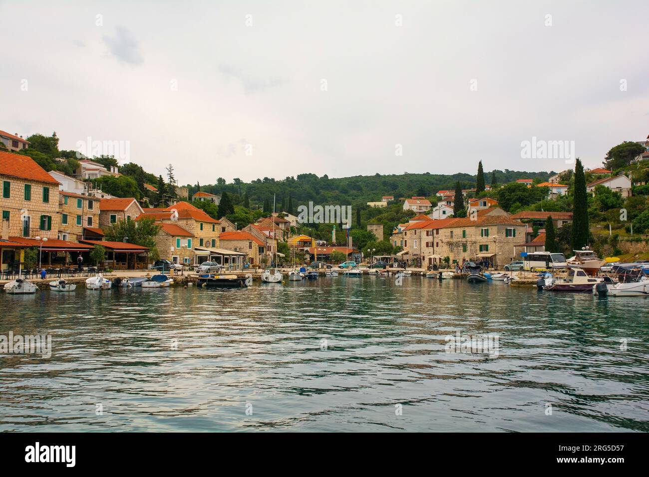 The historic port village of Maslinica on Solta Island in Split-Dalmatia County, Croatia Stock ...