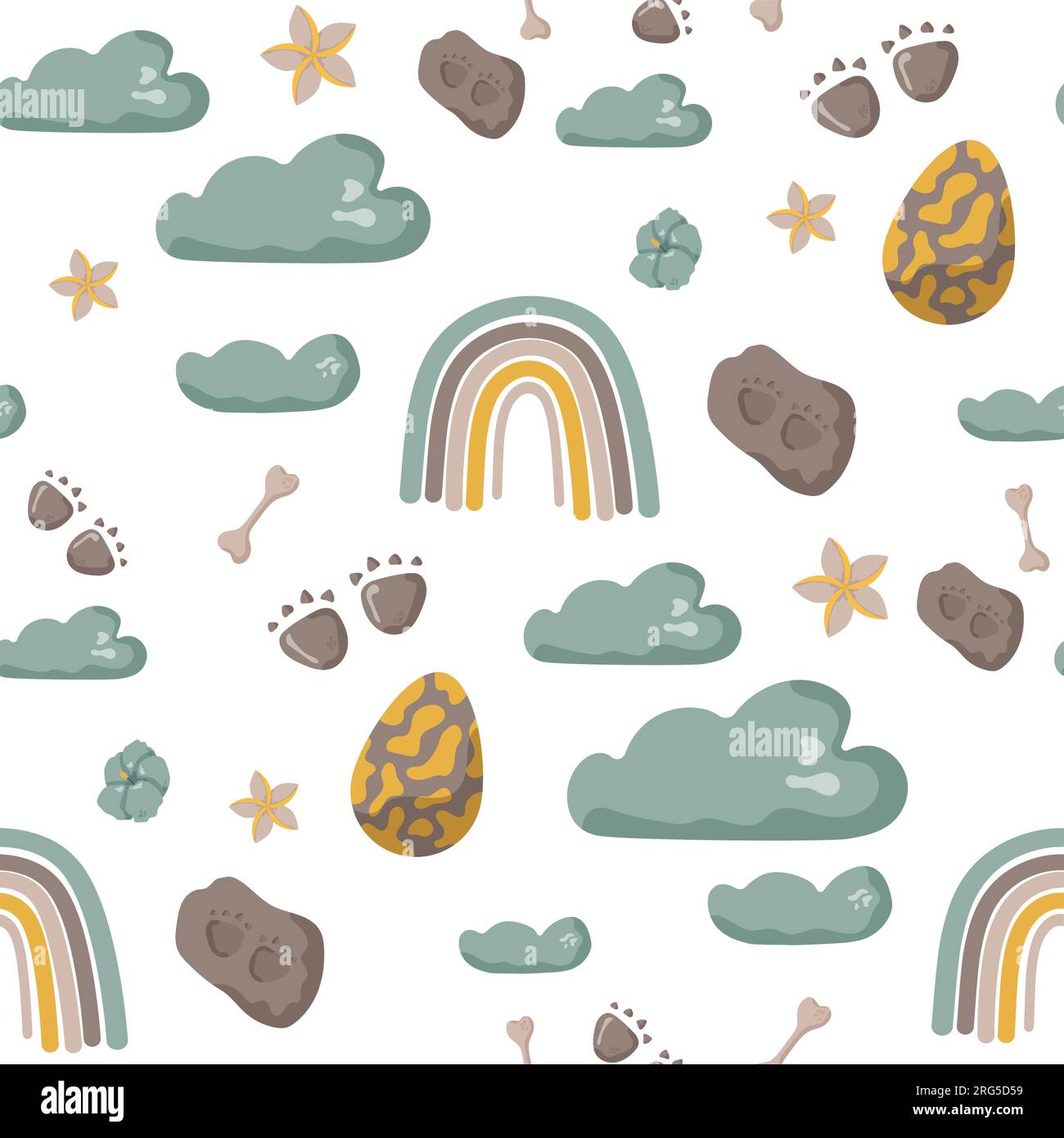 Dinosaur seamless pattern footprint tracks. Minimal color background ...
