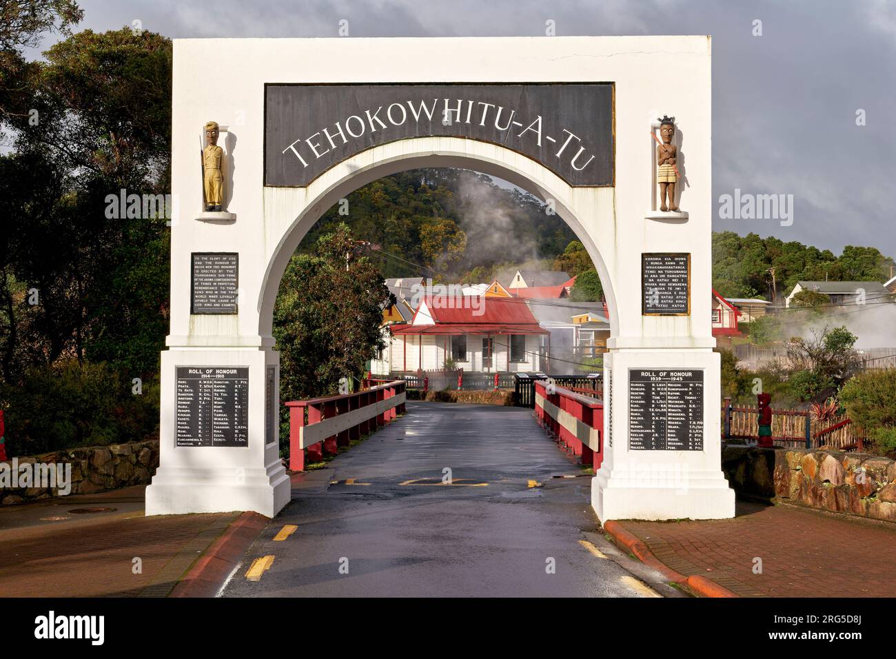 Rotorua. New Zealand. The entrance of Whakarewarewa the living Maori ...