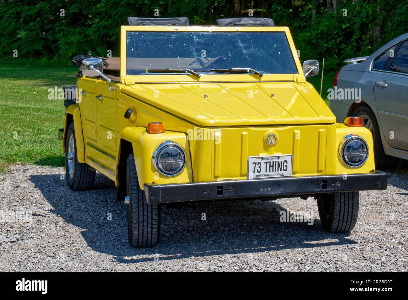 Bright yellow convertible 1973 Volkswagen car called the Thing restored ...