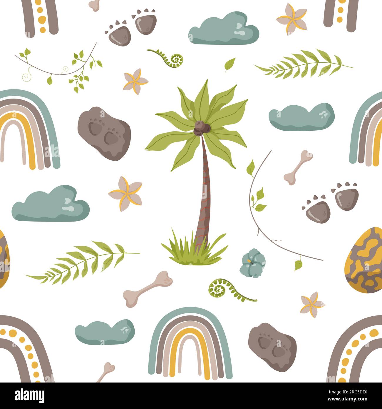 Dinosaur seamless pattern footprint tracks. Minimal color background ...