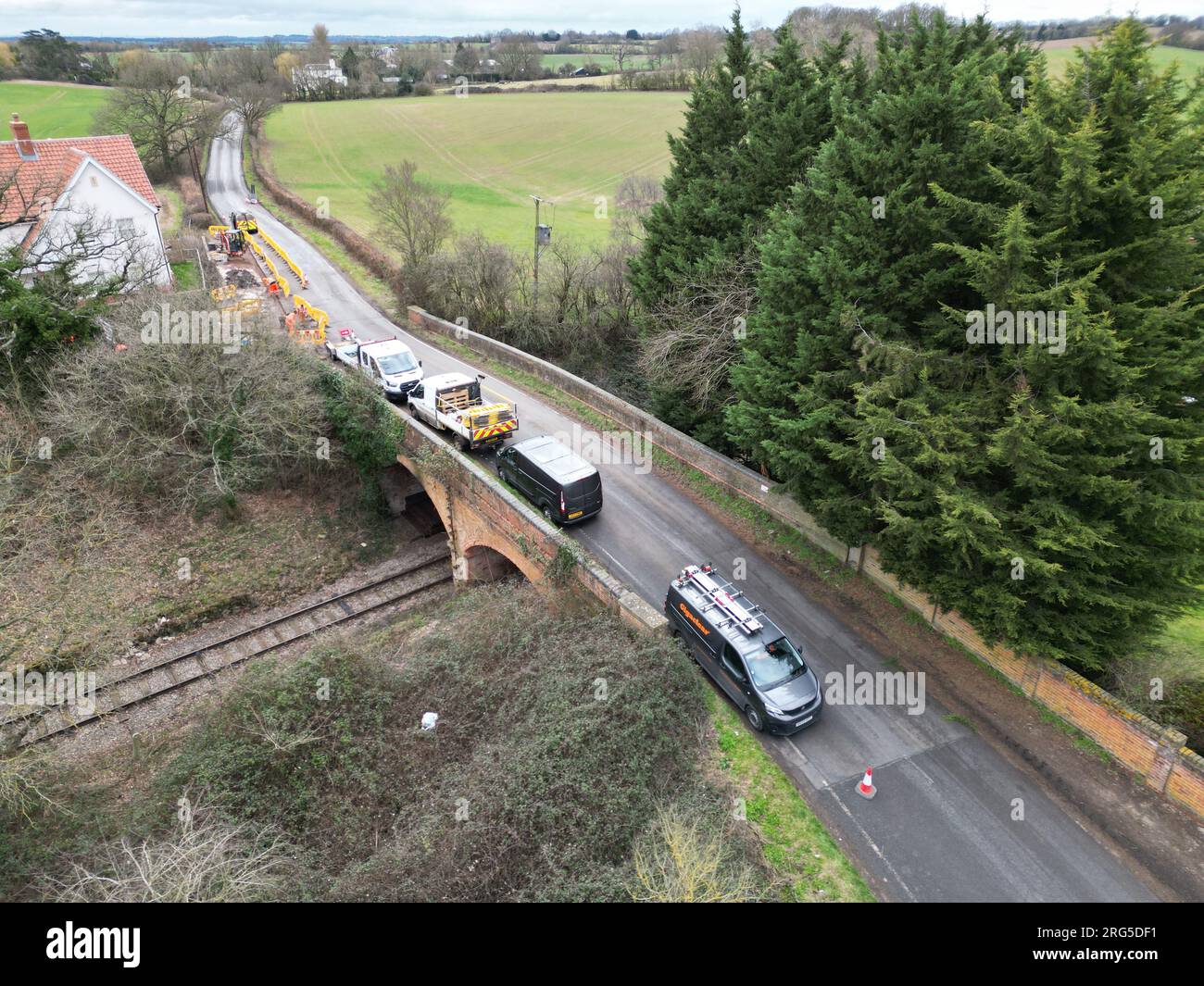 Gigaclear installation team repairing fibre network Essex UK Stock ...