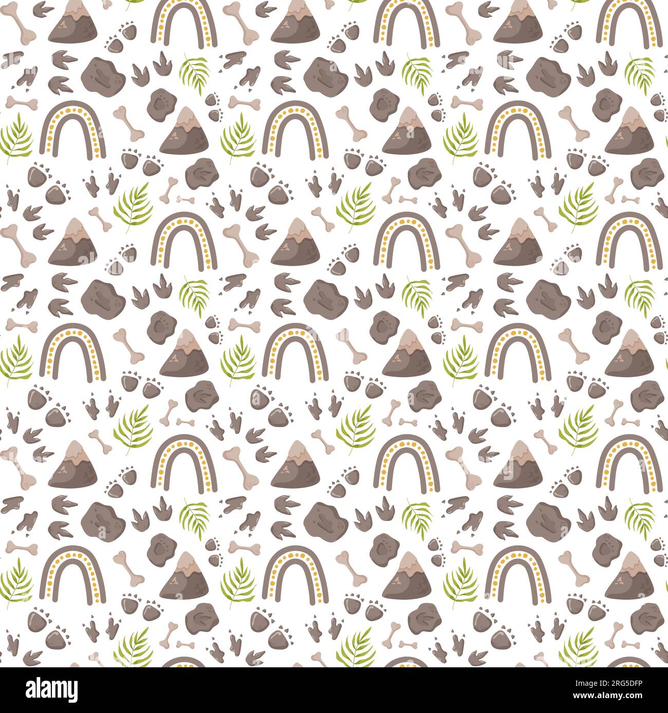 Dinosaur seamless pattern footprint tracks. Minimal color background ...