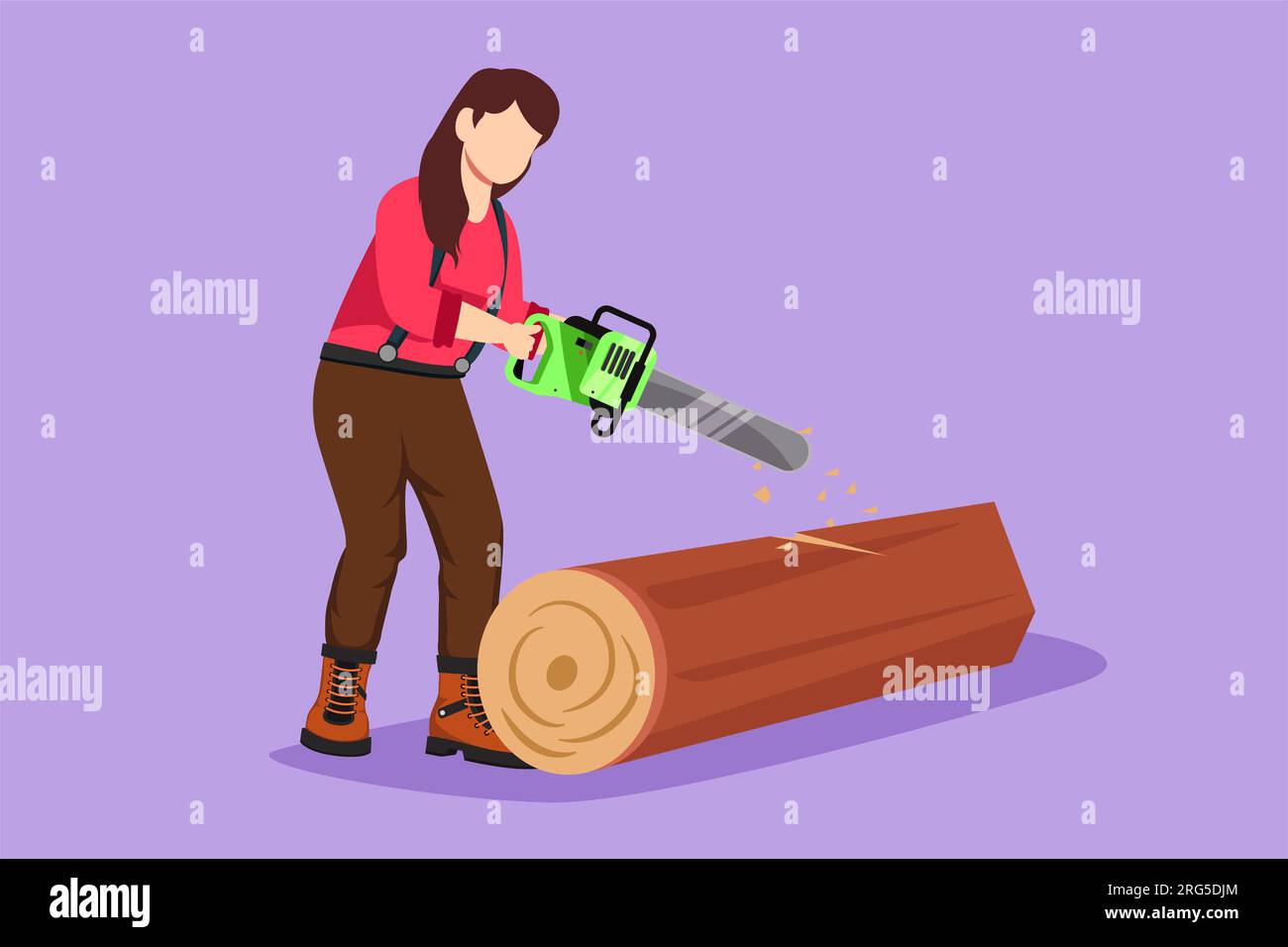 Graphic flat design drawing of wood industry worker with chainsaw ...