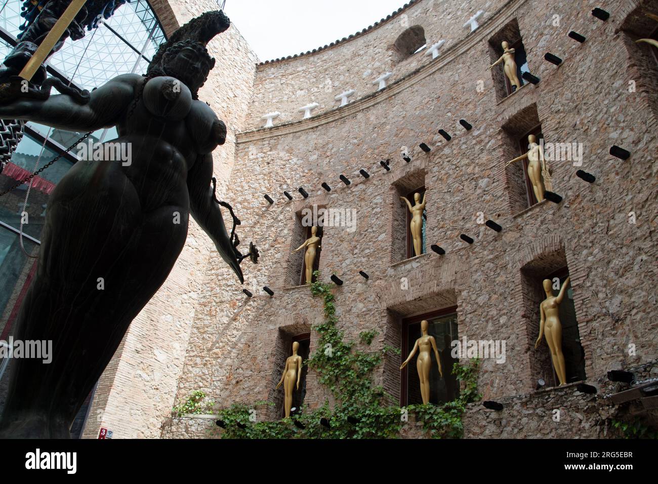 Landscape of statues in interior of Salvador Dali Theater Museum in ...