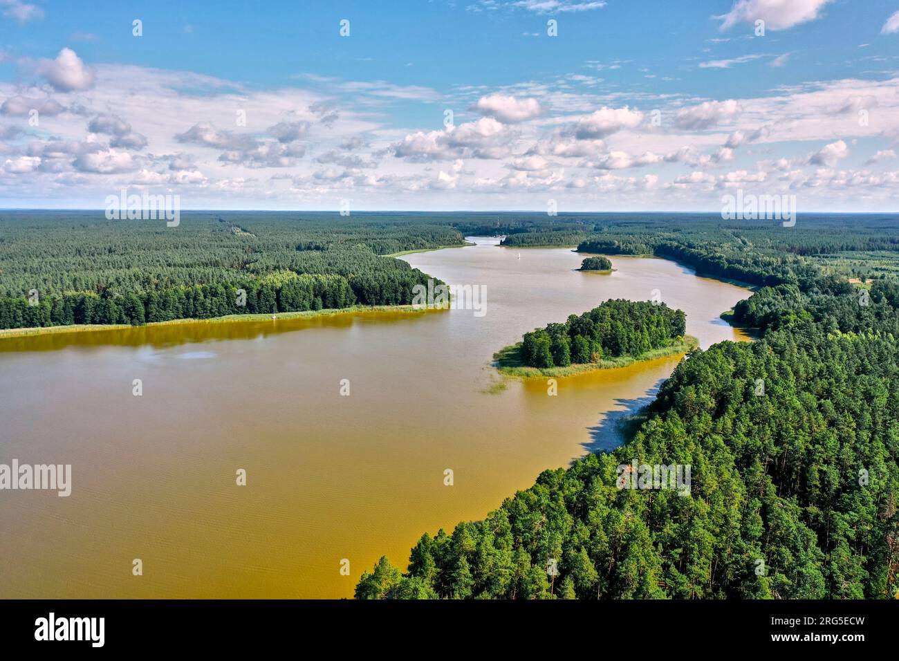 Lake in Poland in Masuria lake landscape, aerial view Stock Photo - Alamy