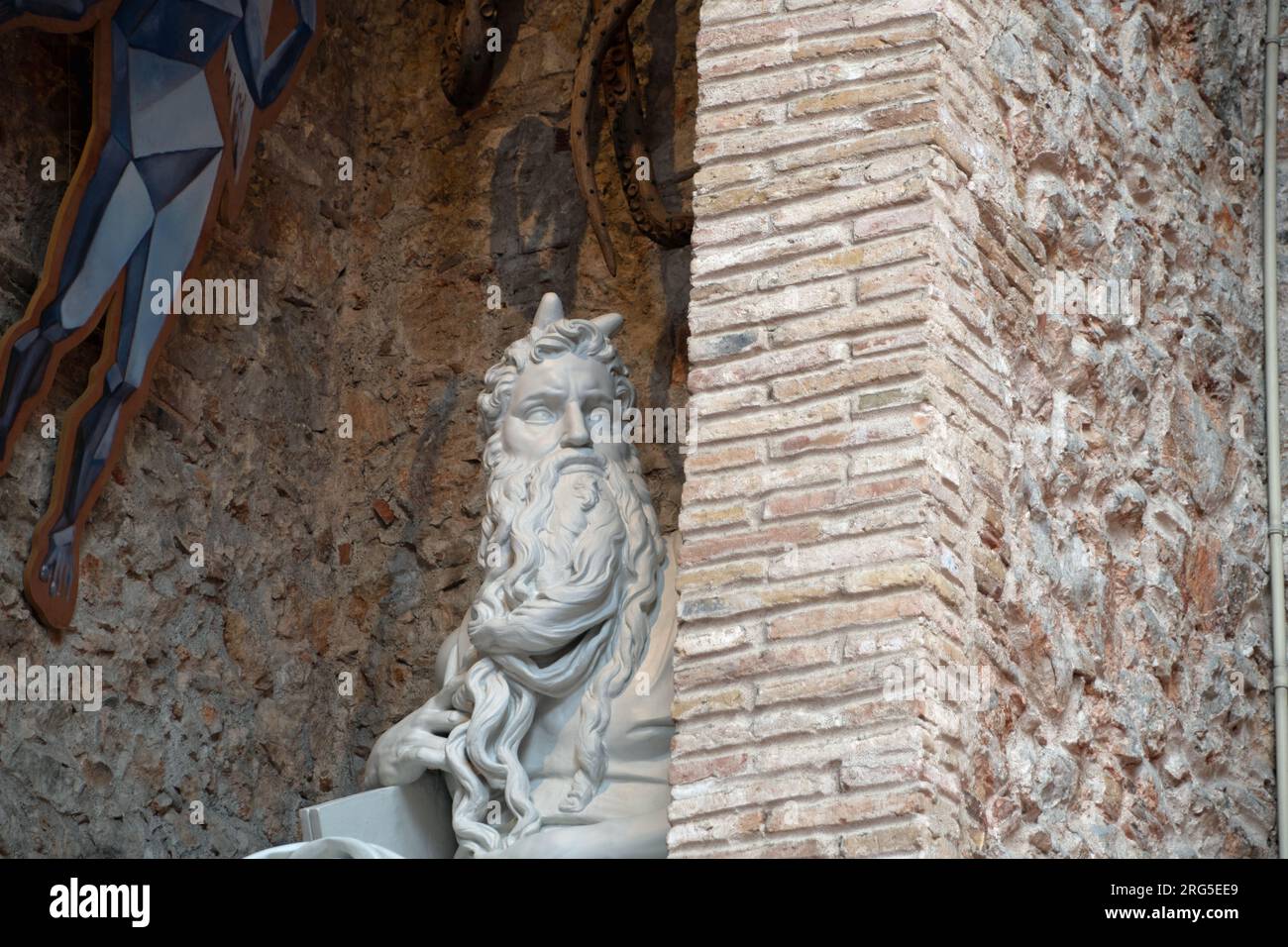 Landscape of statues in interior of Salvador Dali Theater Museum in ...