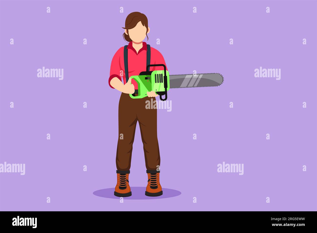 Graphic flat design drawing pretty woman lumberjack with workwear and ...