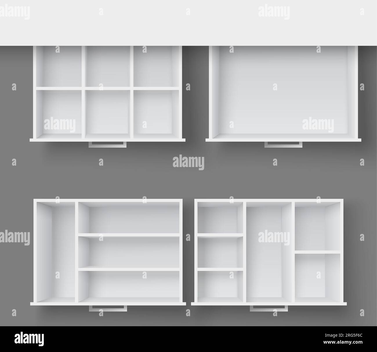 Pull out sliding box inner container isolated realistic set Stock ...