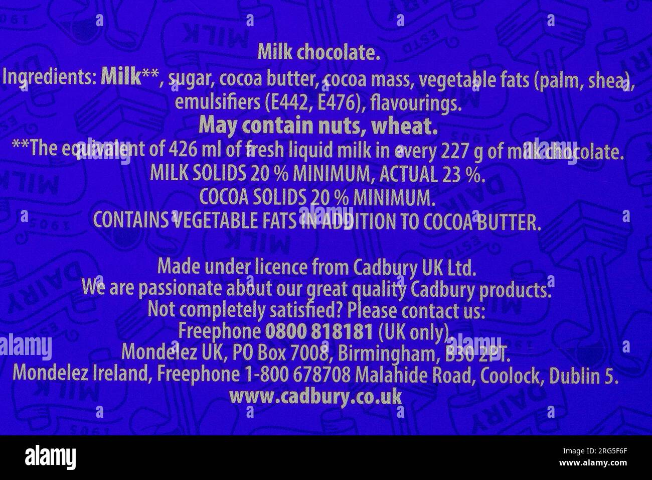 Dairy Milk ingredients listing on large 850g Cadbury Dairy Milk ... Dairy Milk ingredients listing on large 850g Cadbury Dairy Milk ...