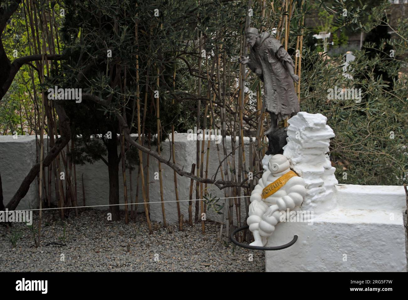 Landscape of pool at Casa Dali during summer in Port Lligat Catalonia ...