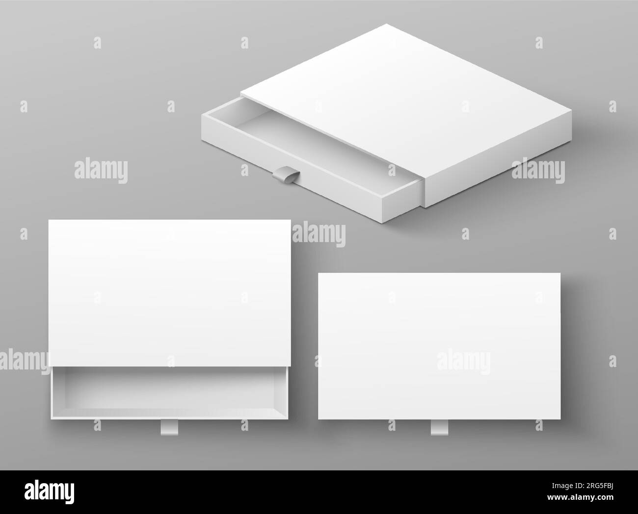 Realistic box mockup open closed package Black and White Stock Photos ...