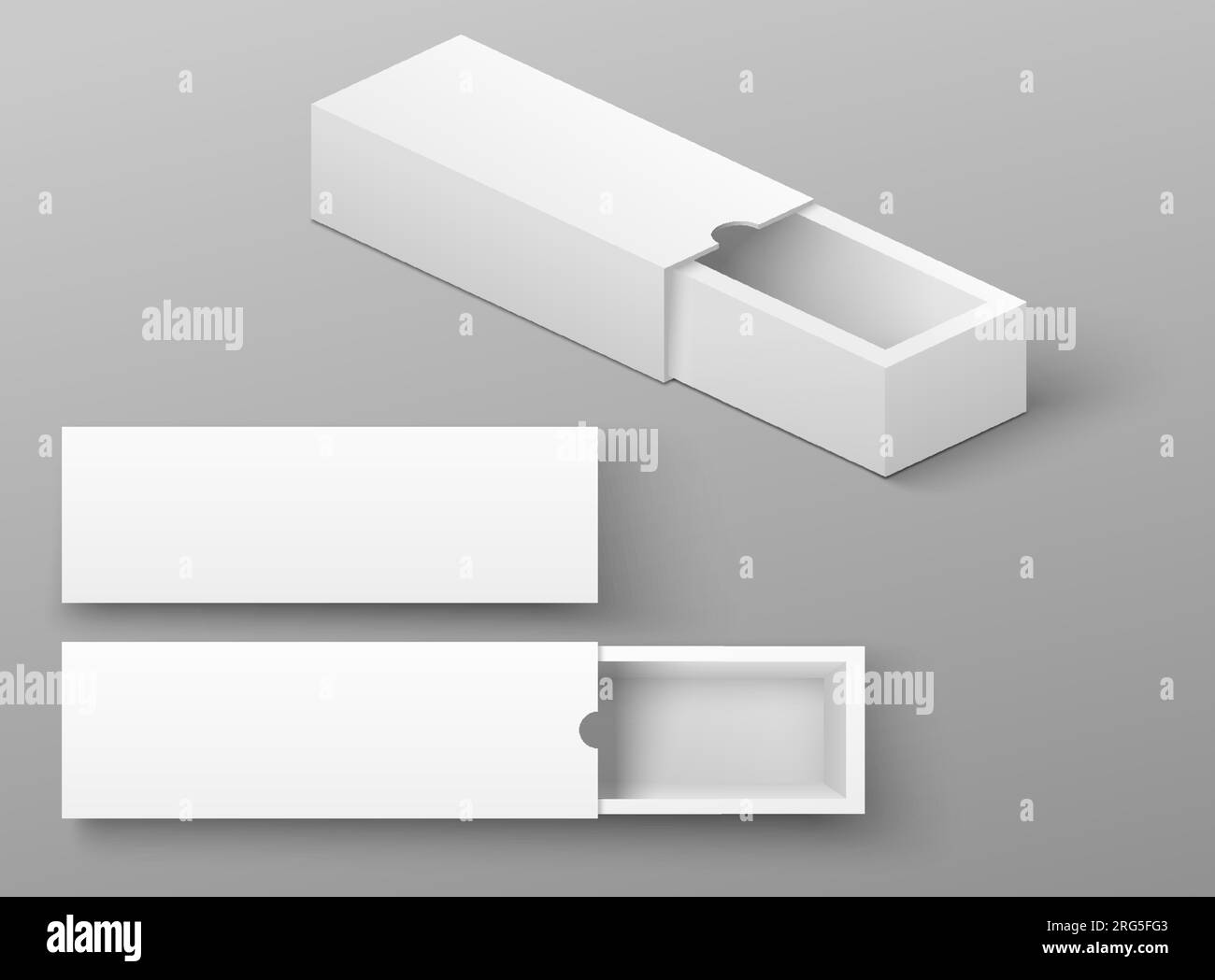 Blank empty cardboard sliding box mockup isolated set Stock Vector ...
