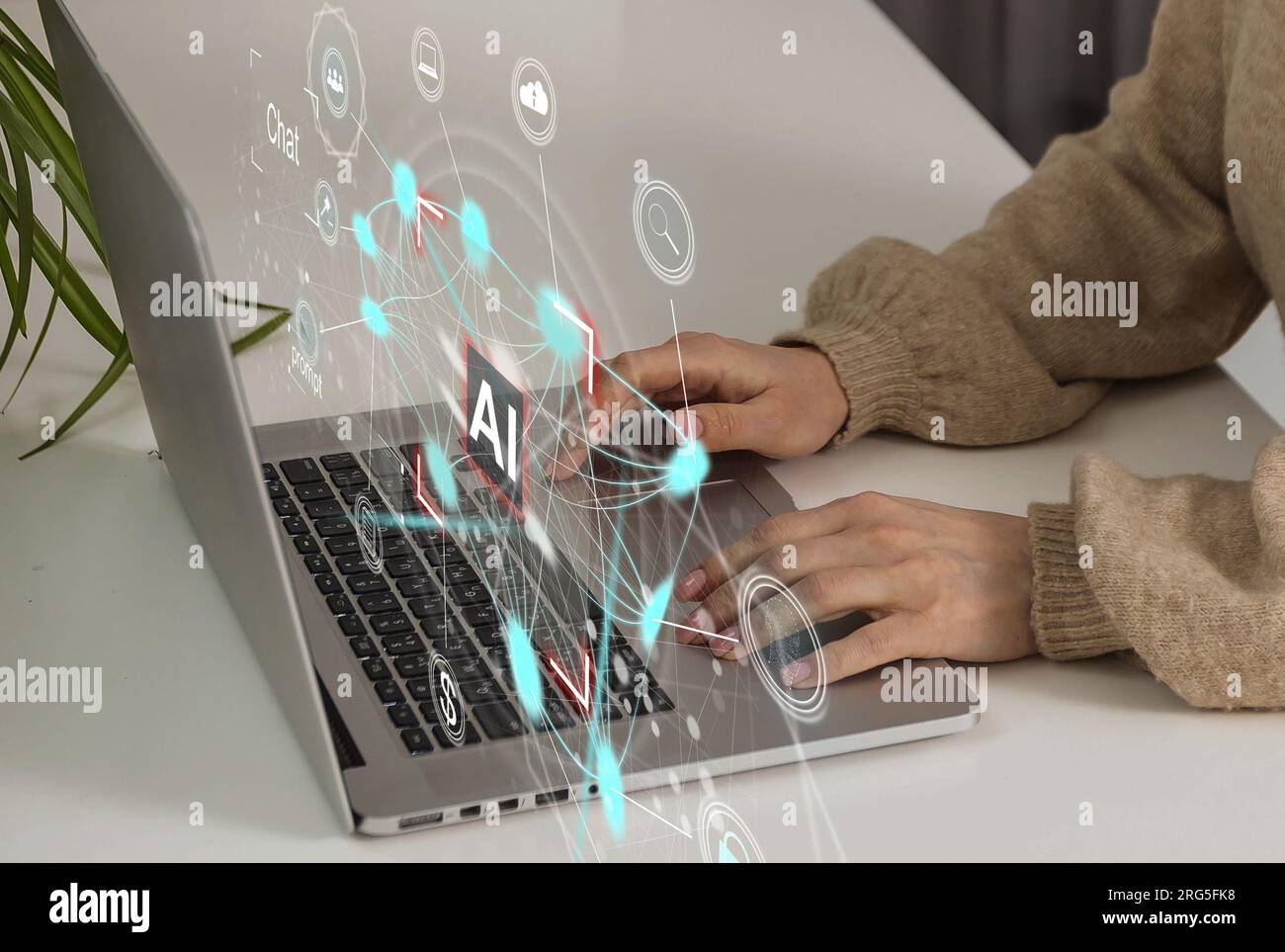 AI tech and log in access cyber security concept, businessman touching ...