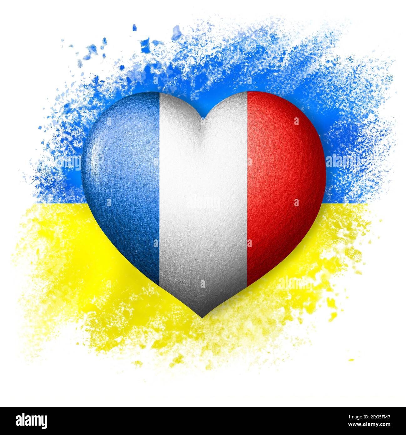 Flags of Ukraine and France. Heart color of the flag on the background ...