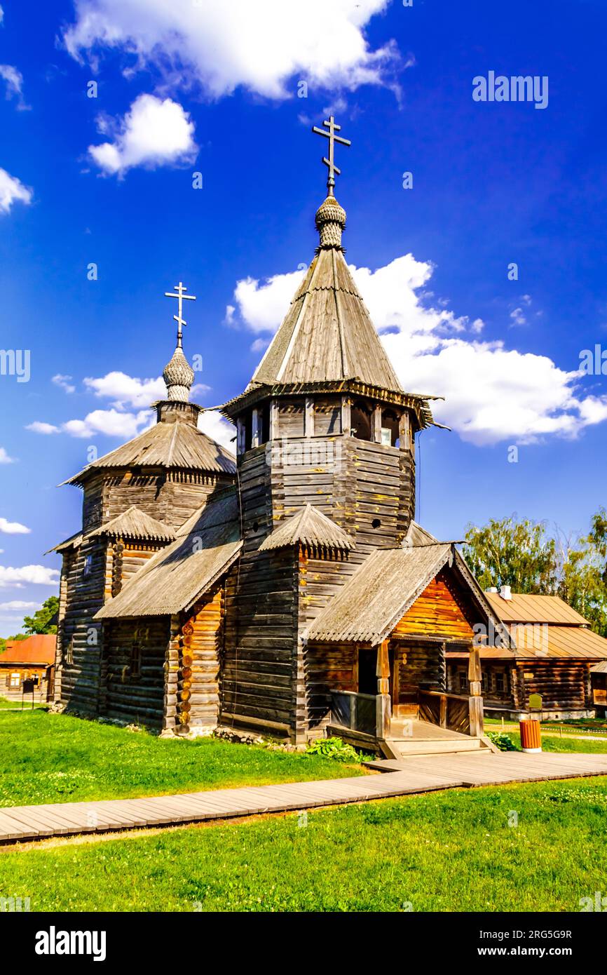 Wooden Russian church in Suzdal, Russia. Orthodox temple in museum of ...