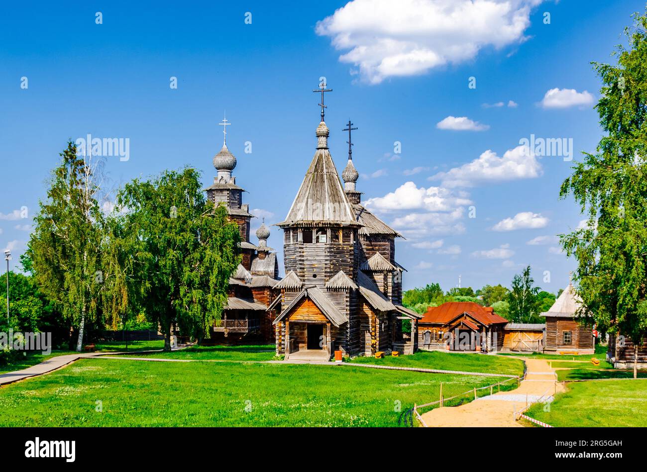 Wooden Russian church in Suzdal, Russia. Orthodox temple in museum of ...