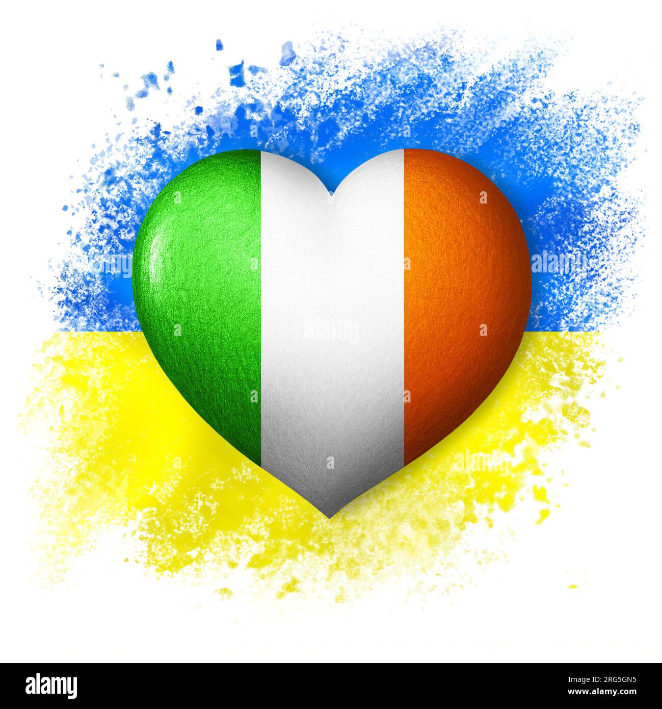Flags of Ukraine and Ireland. Heart color of the flag on the background ...