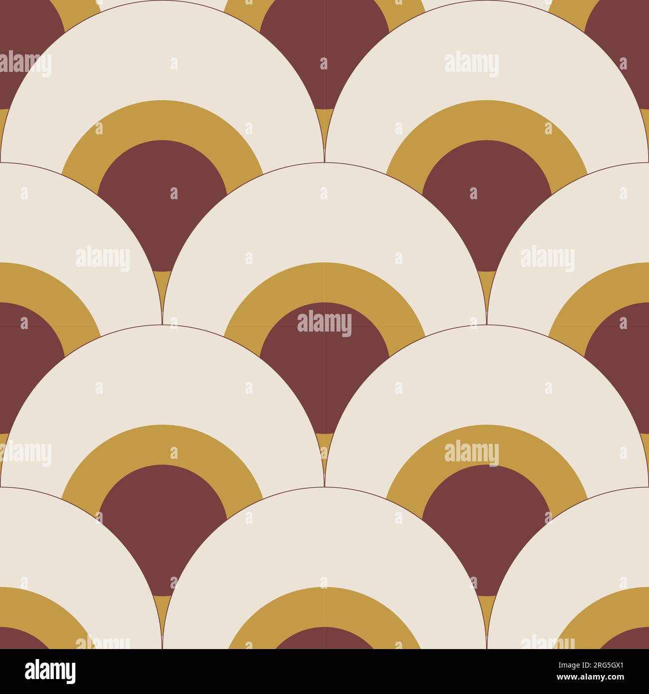Retro 70s scale vector pattern background. Seamless scallop backdrop in ...