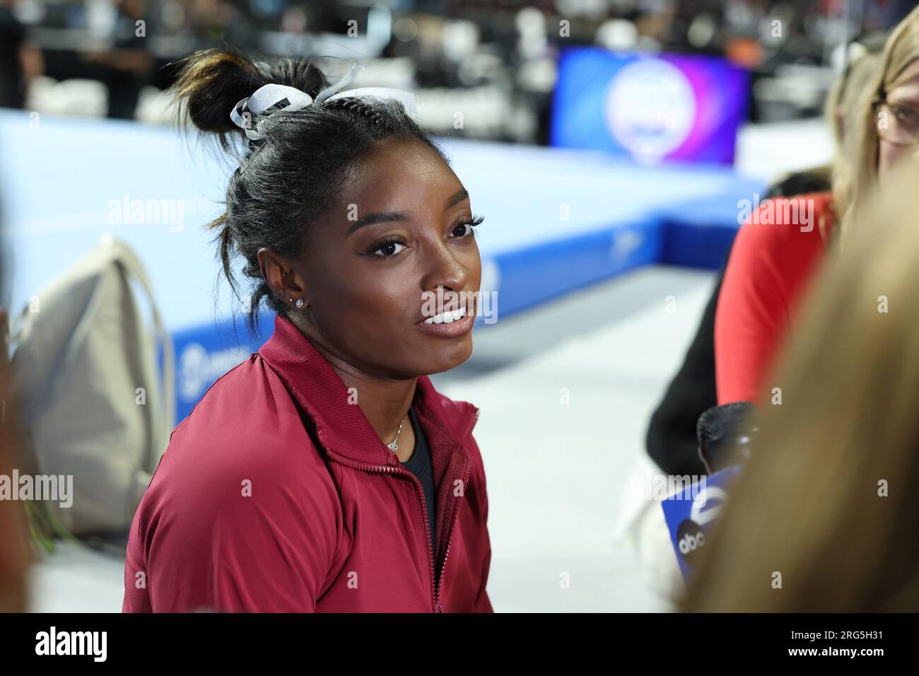August 5, 2023: Olympic gold medalist SIMONE BILES is interviewed by ...