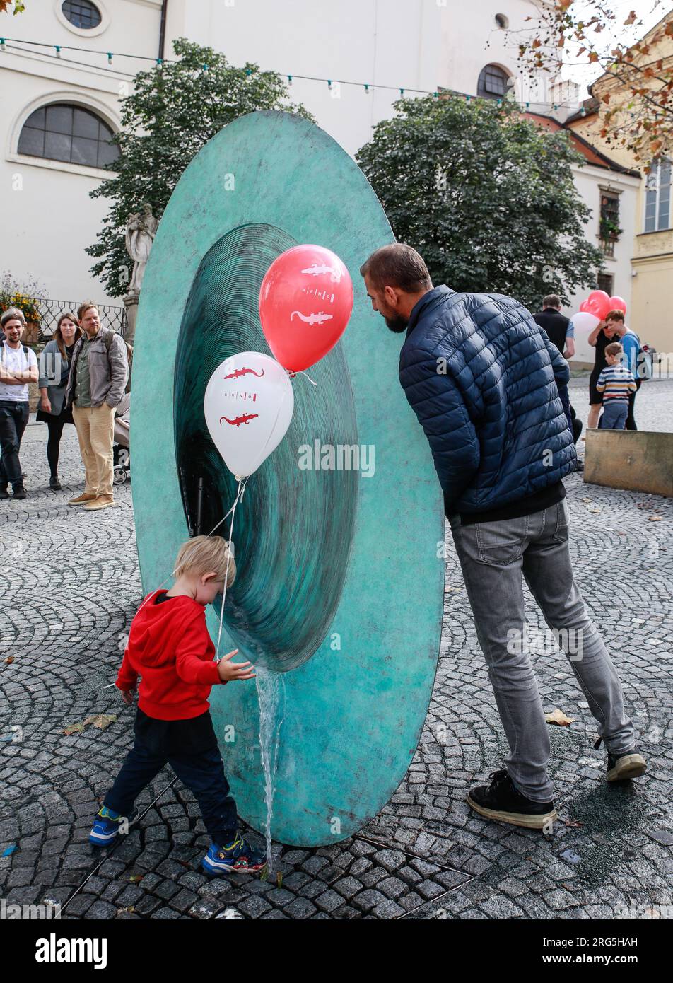 Brno, Czech Republic. 07th Aug, 2023. The three bronze flat cones by ...