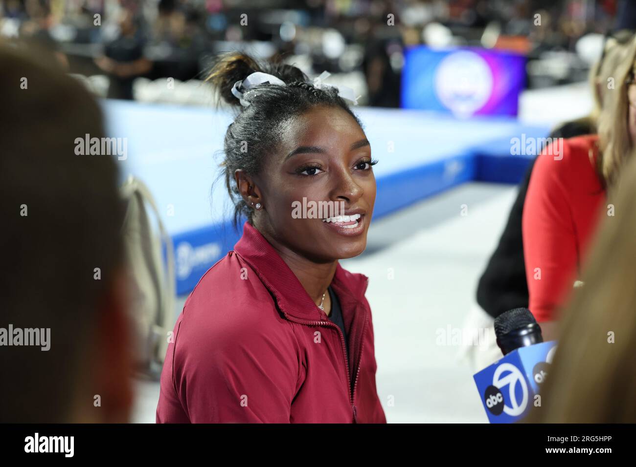 August 5, 2023: Olympic gold medalist SIMONE BILES is interviewed by ...