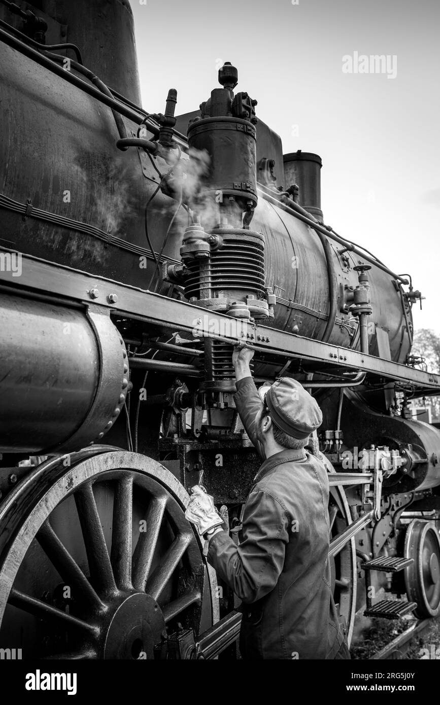 Historic steam train in the Sienese countryside, Tuscany,Italy, Europe ...