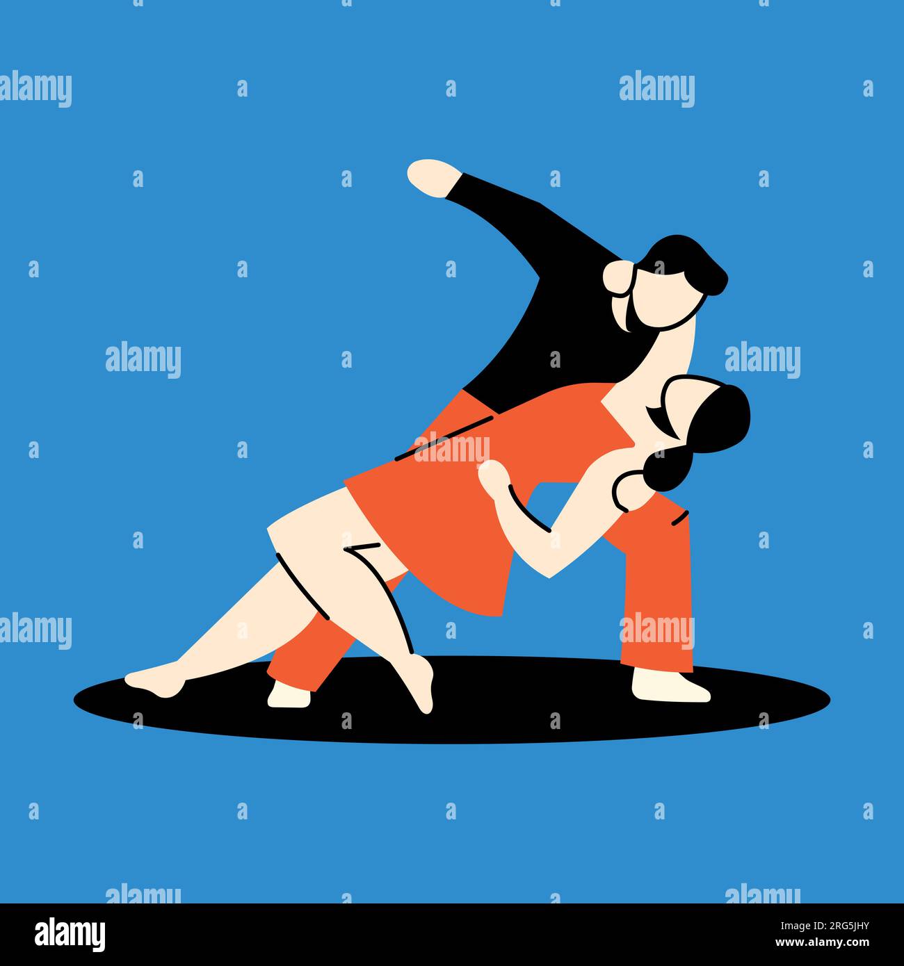Couple dancing rumba color concept. Digital illustration for web page ...