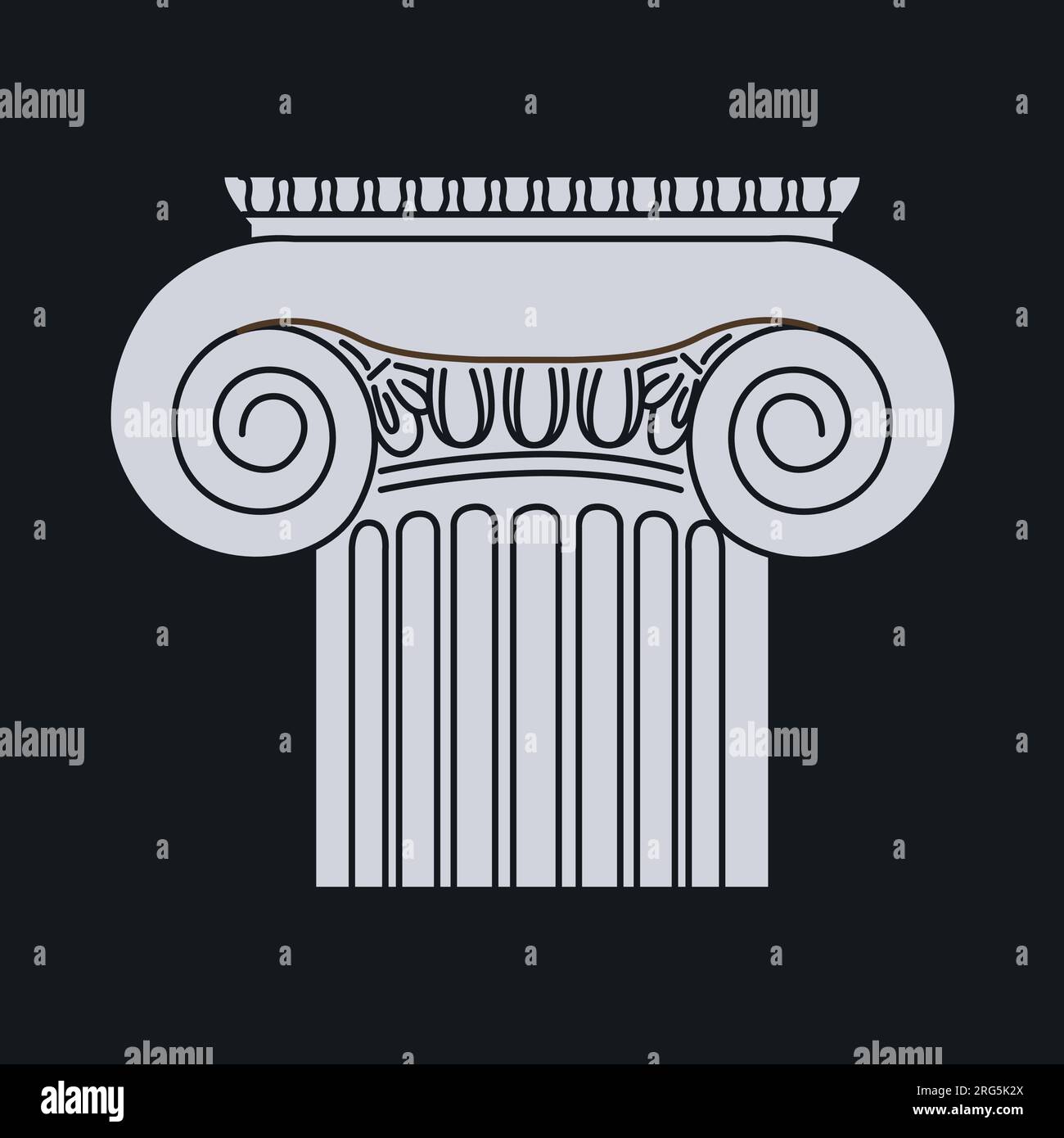 Greek ionic column black concept. Ancient architecture isolated on ...