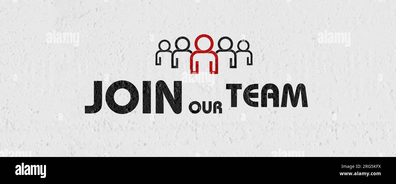 join our team sign on white background Stock Photo - Alamy