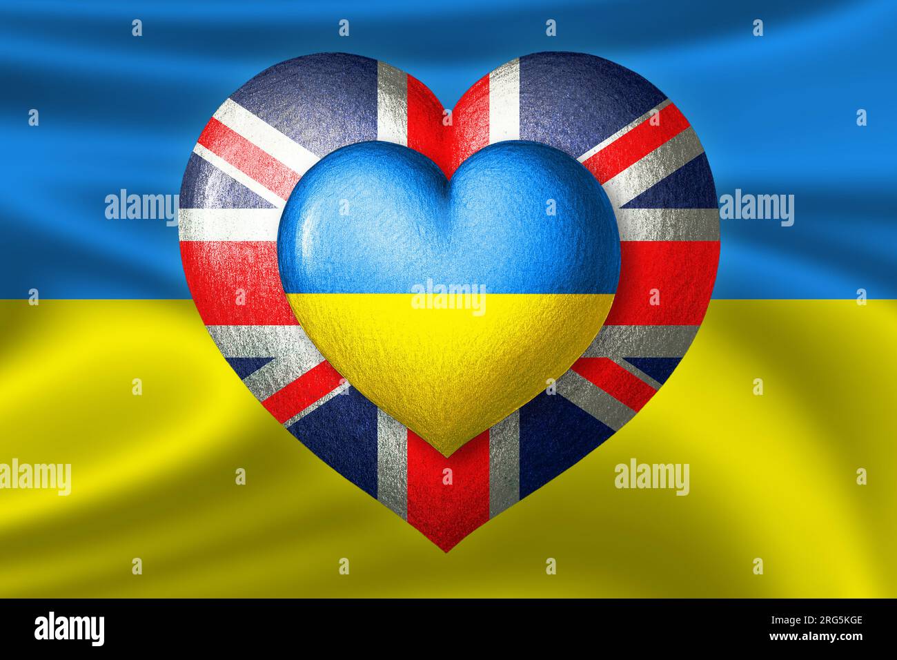 Flags of Ukraine and Great Britain. Two hearts in the colors of the ...