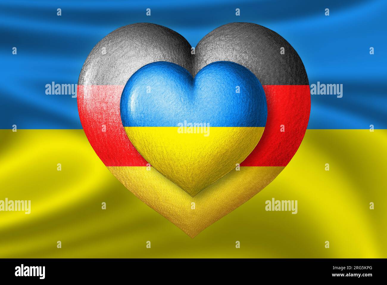 Flags of Ukraine and Germany. Two hearts in the colors of the flags on ...