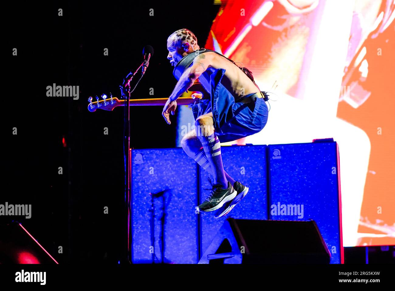 Flea Of The Red Hot Chili Peppers Performs On Day Four Of The Lollapalooza Music Festival On