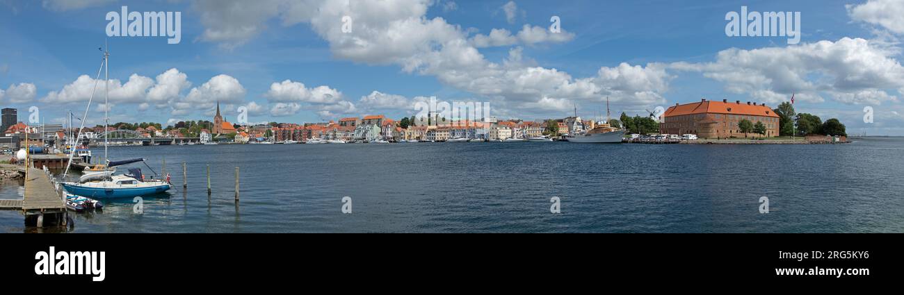 Panoramic view, harbour, castle, Sønderborg, Syddanmark, Denmark Stock ...