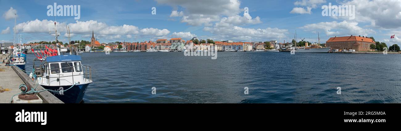 Panoramic view, harbour, castle, Sønderborg, Syddanmark, Denmark Stock ...