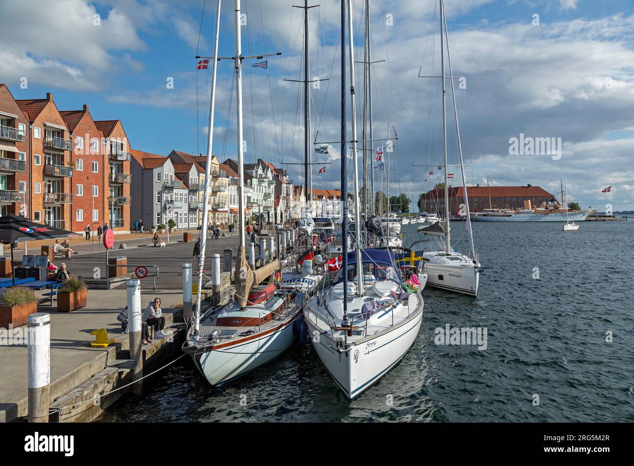 Sailing boats, castle, harbour, Sønderborg, Syddanmark, Denmark Stock ...