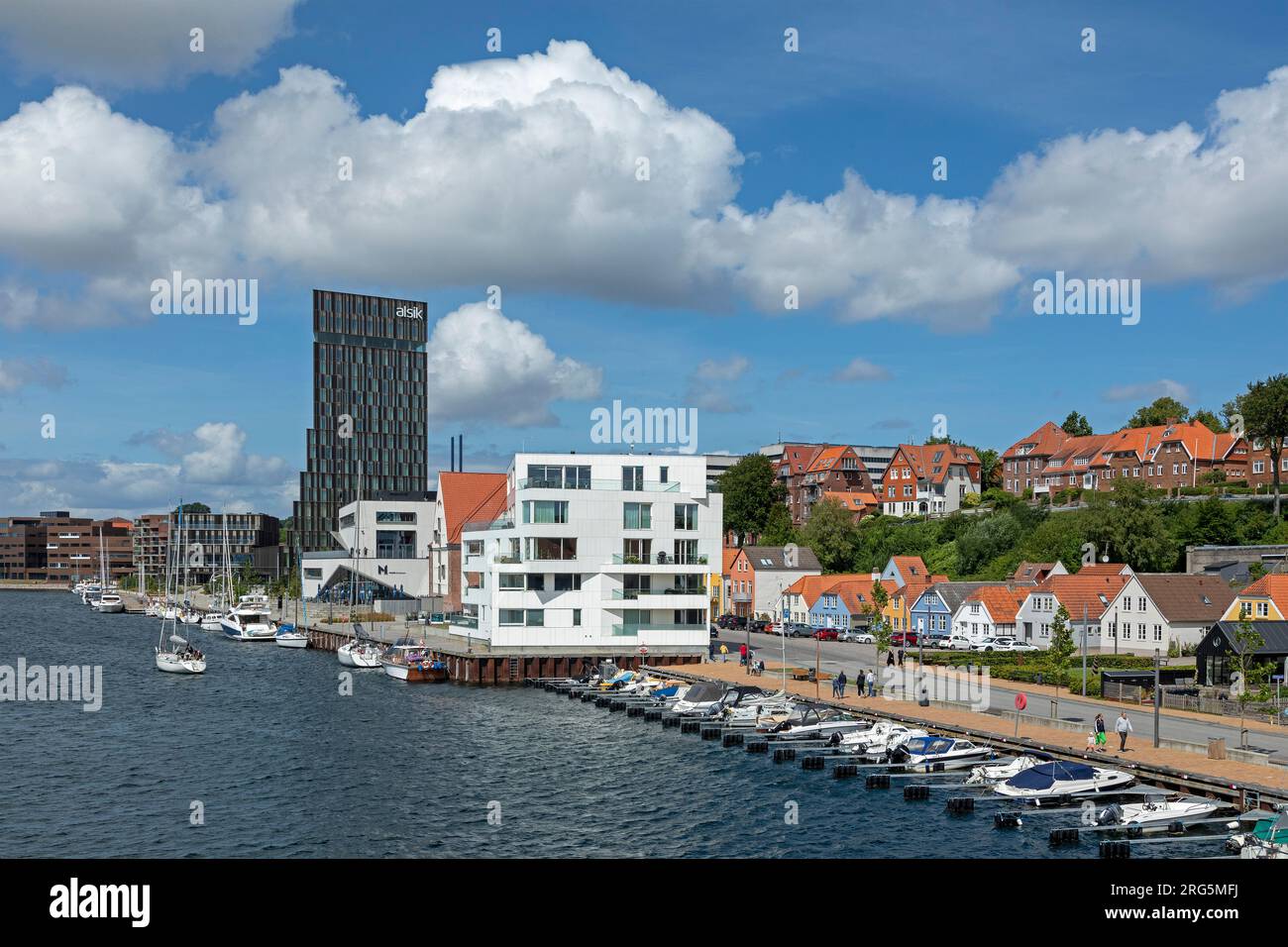 Alsik Hotel, boats, harbour, Sønderborg, Syddanmark, Denmark Stock ...