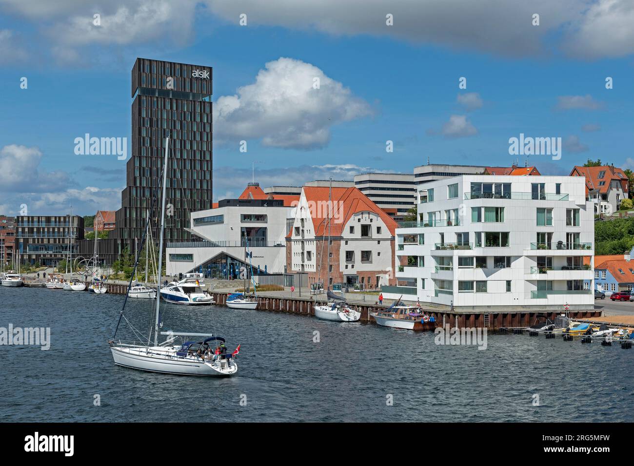 Alsik Hotel, boats, harbour, Sønderborg, Syddanmark, Denmark Stock ...