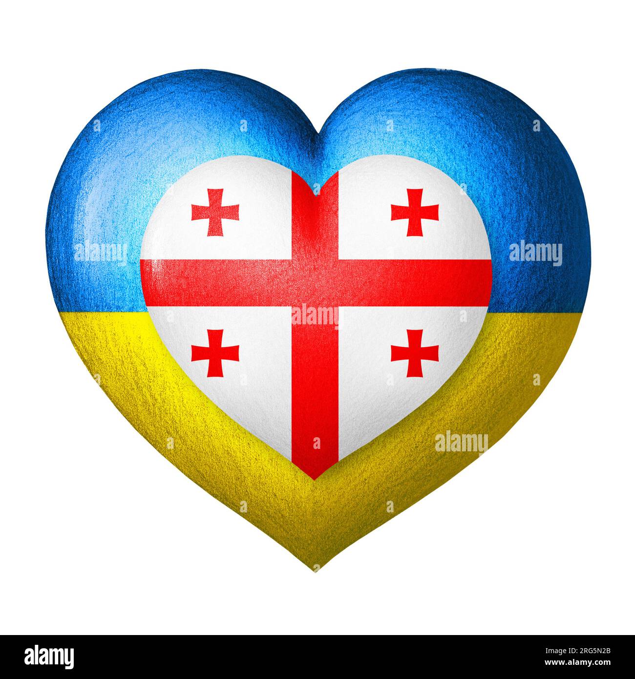 Flags of Ukraine and Georgia. Two hearts in the colors of the flags ...