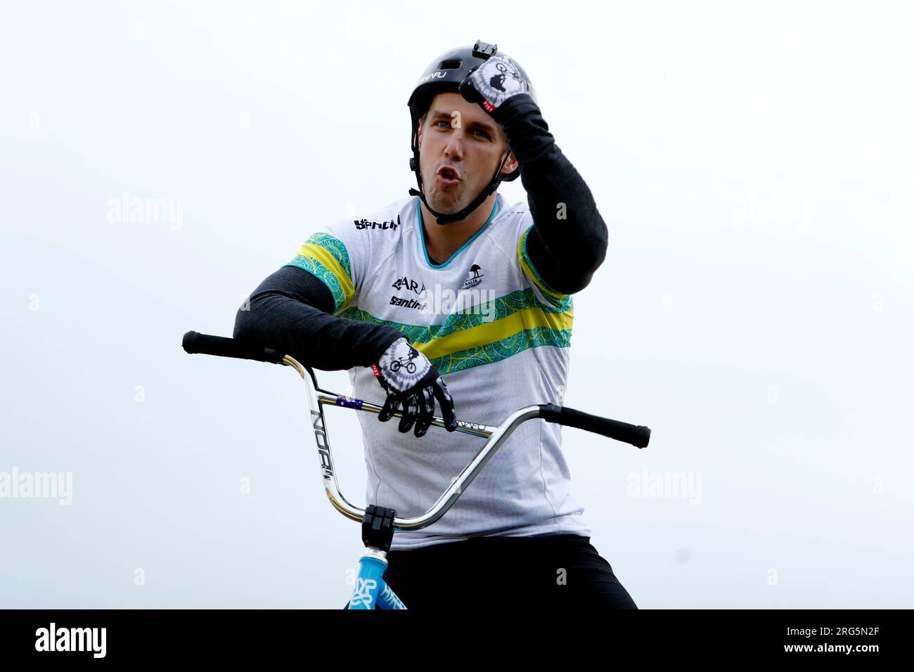 Australia's Logan Martin celebrates after competing in Heat 2 of the ...