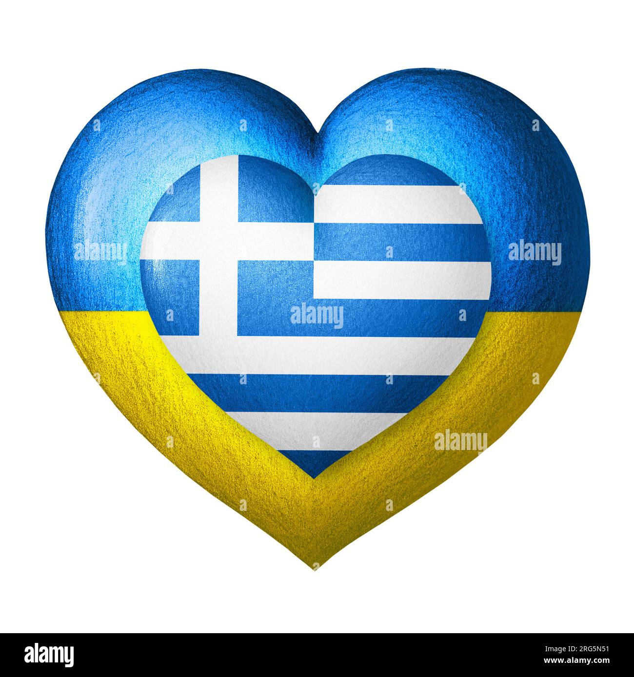 Flags of Ukraine and Greece. Two hearts in the colors of the flags ...