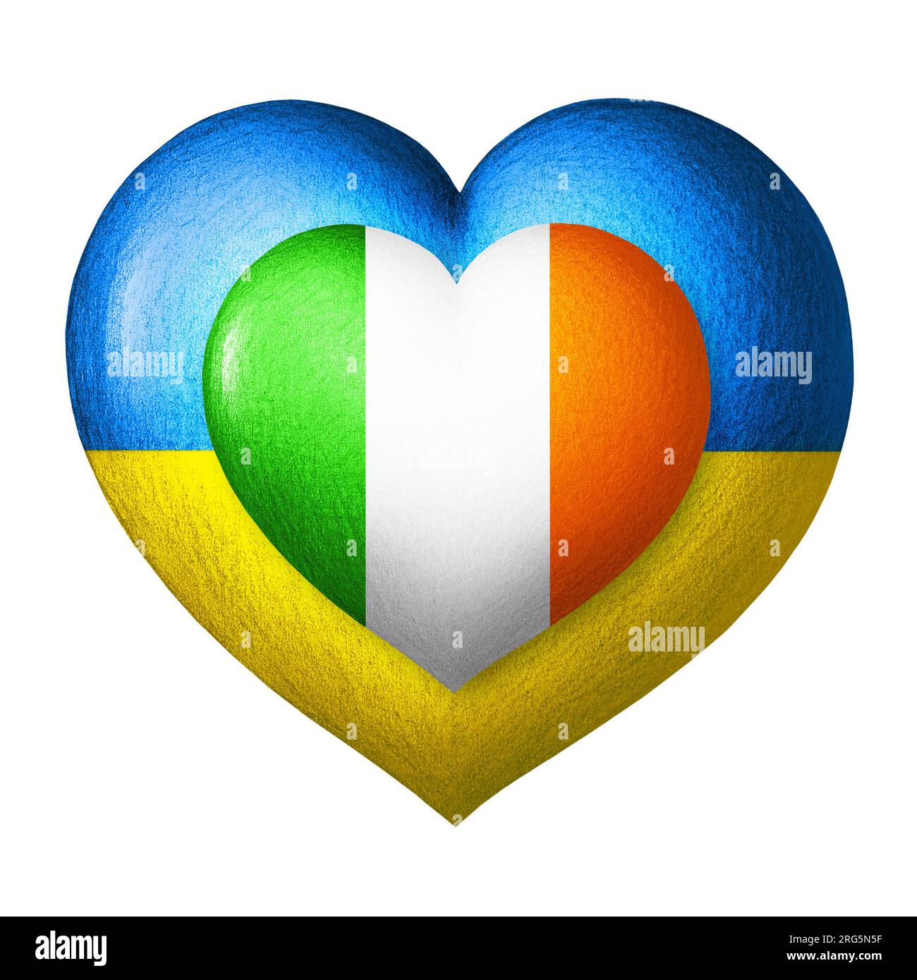 Flags of Ukraine and Ireland. Two hearts in the colors of the flags ...