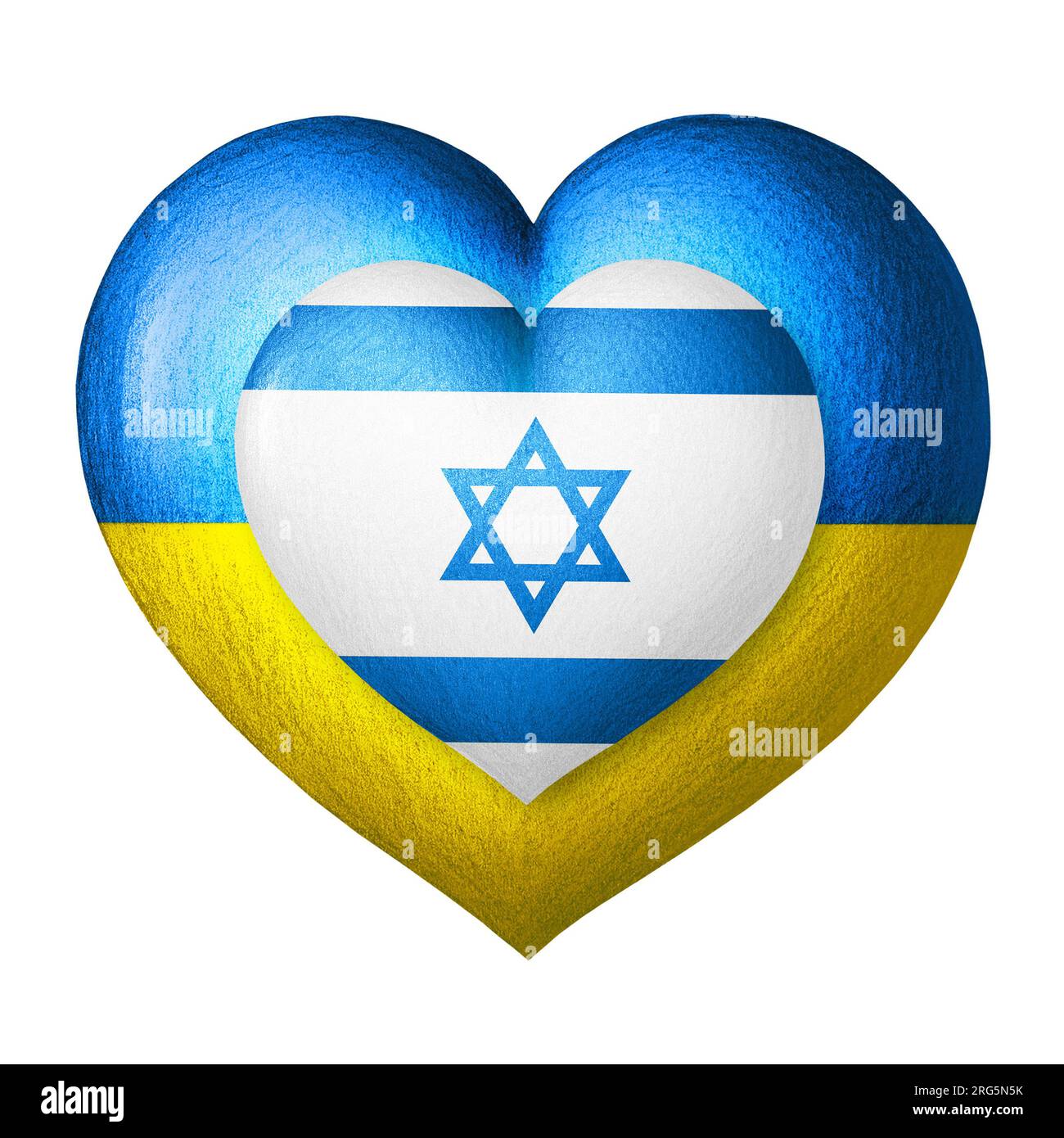 Two flags. Flags of Ukraine and Israel. Two hearts in the colors of the ...