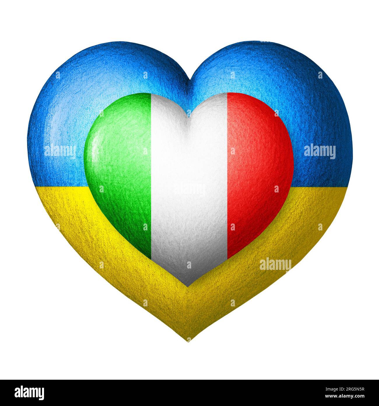 Flags of Ukraine and Italy. Two hearts in the colors of the flags ...