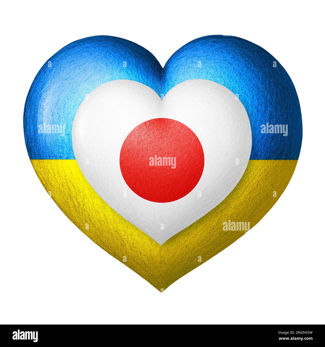 Two flags. Flags of Ukraine and Japan. Two hearts in the colors of the ...
