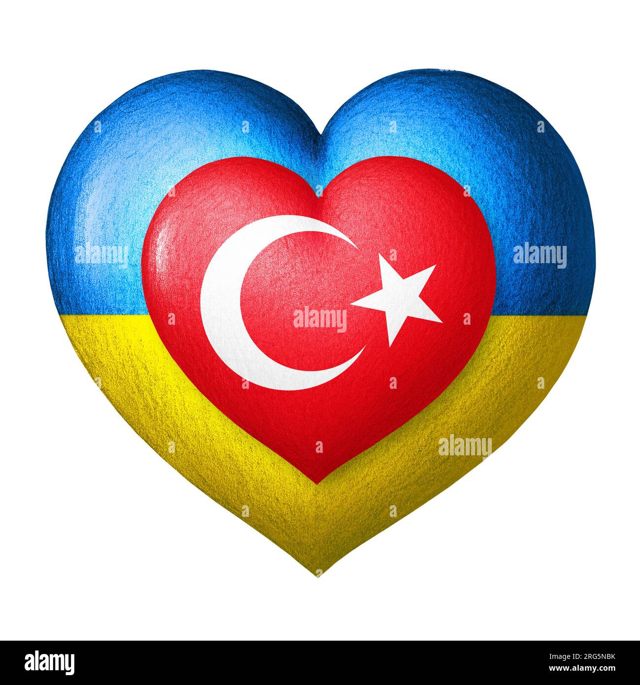 Flags of Ukraine and Turkey. Two hearts in the colors of the flags ...