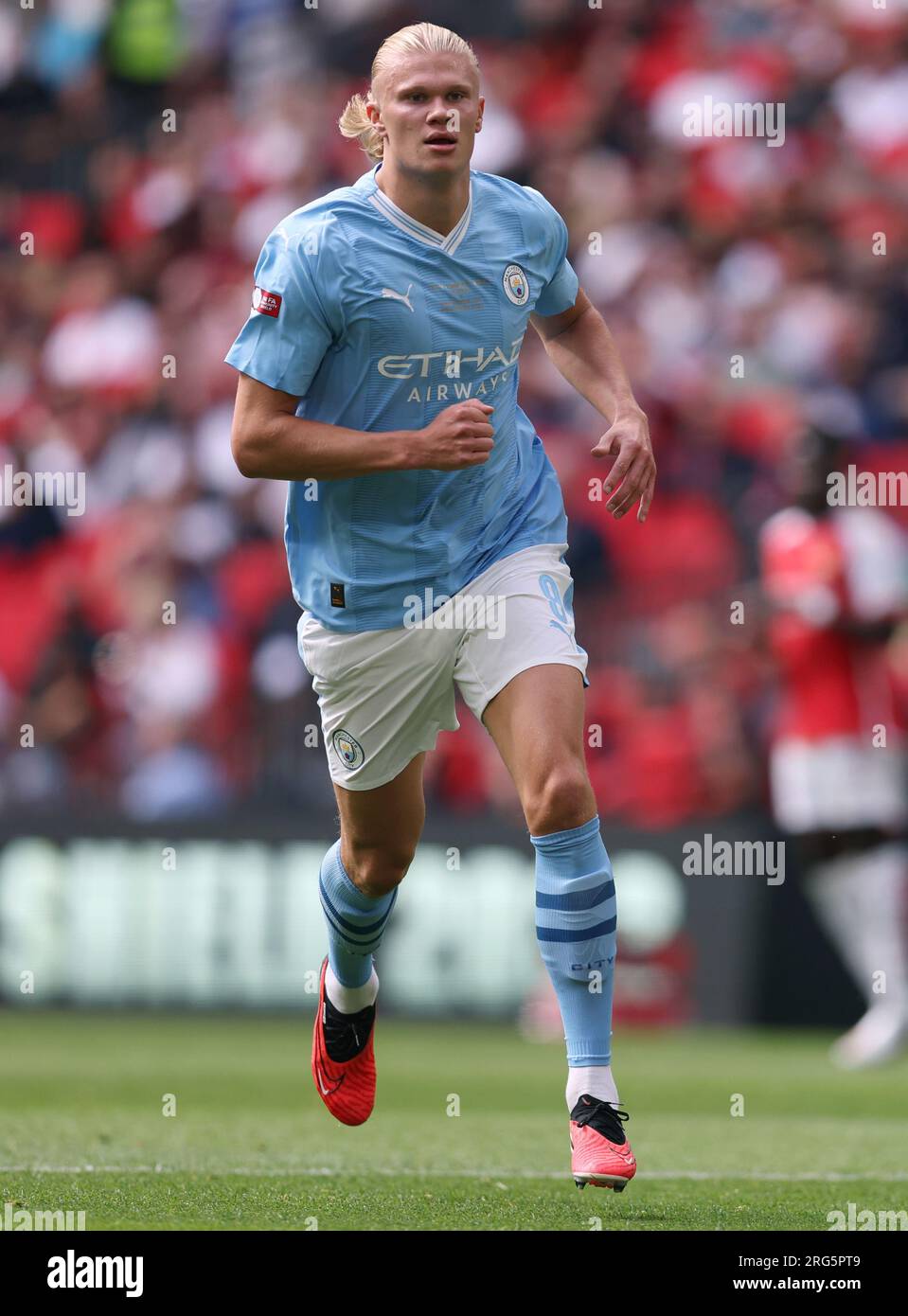 London, UK. 6th Aug, 2023. Erling Haaland of Manchester City during the ...