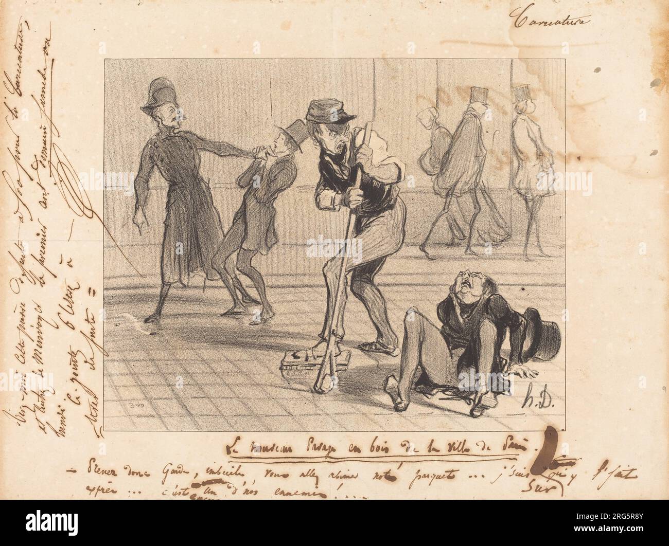 Le Nouveau pavage en bois... de Paris 1842 by Honoré Daumier Stock ...