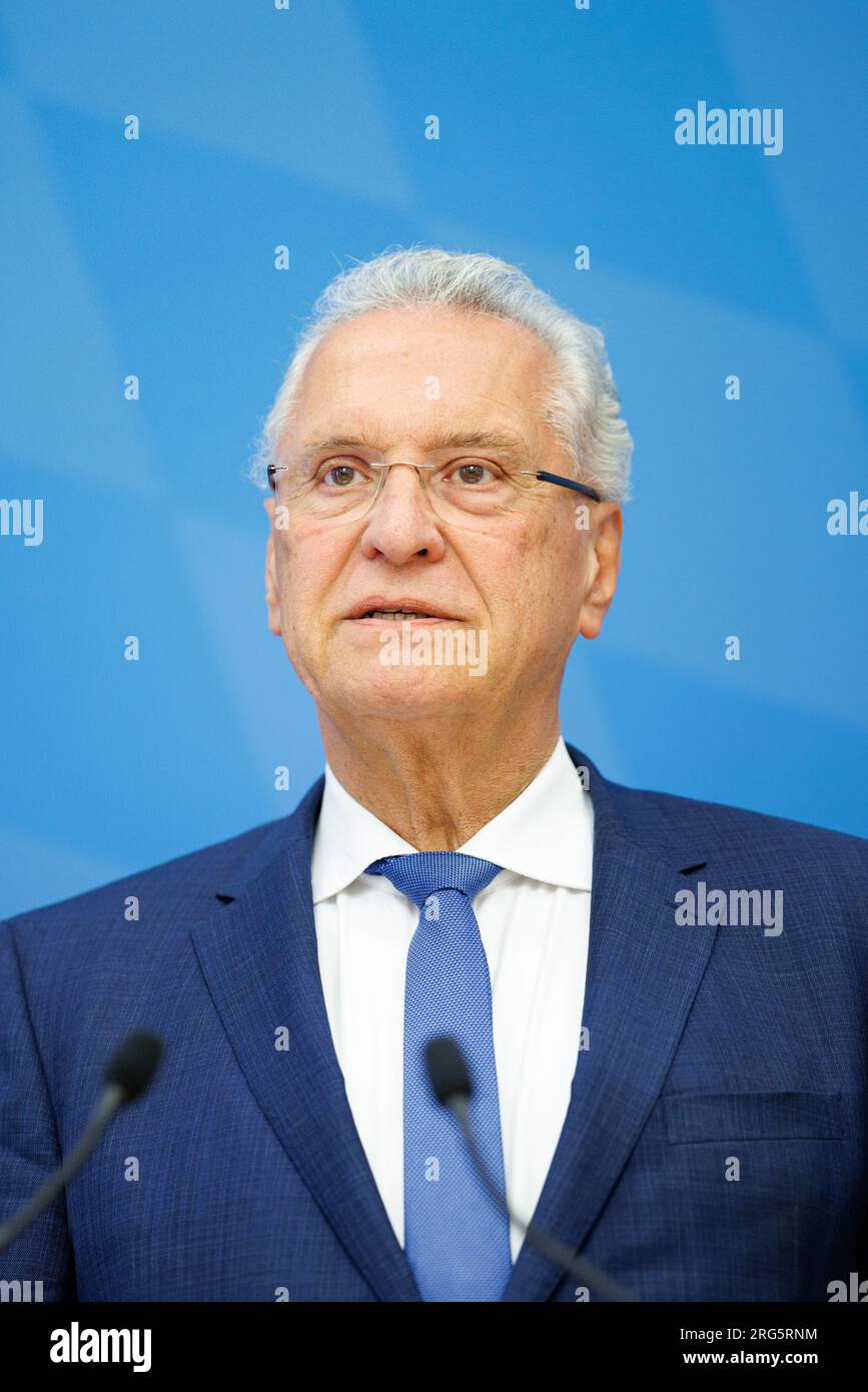 Munich, Germany. 07th Aug, 2023. Joachim Herrmann (CSU), Minister of the Interior of Bavaria ...
